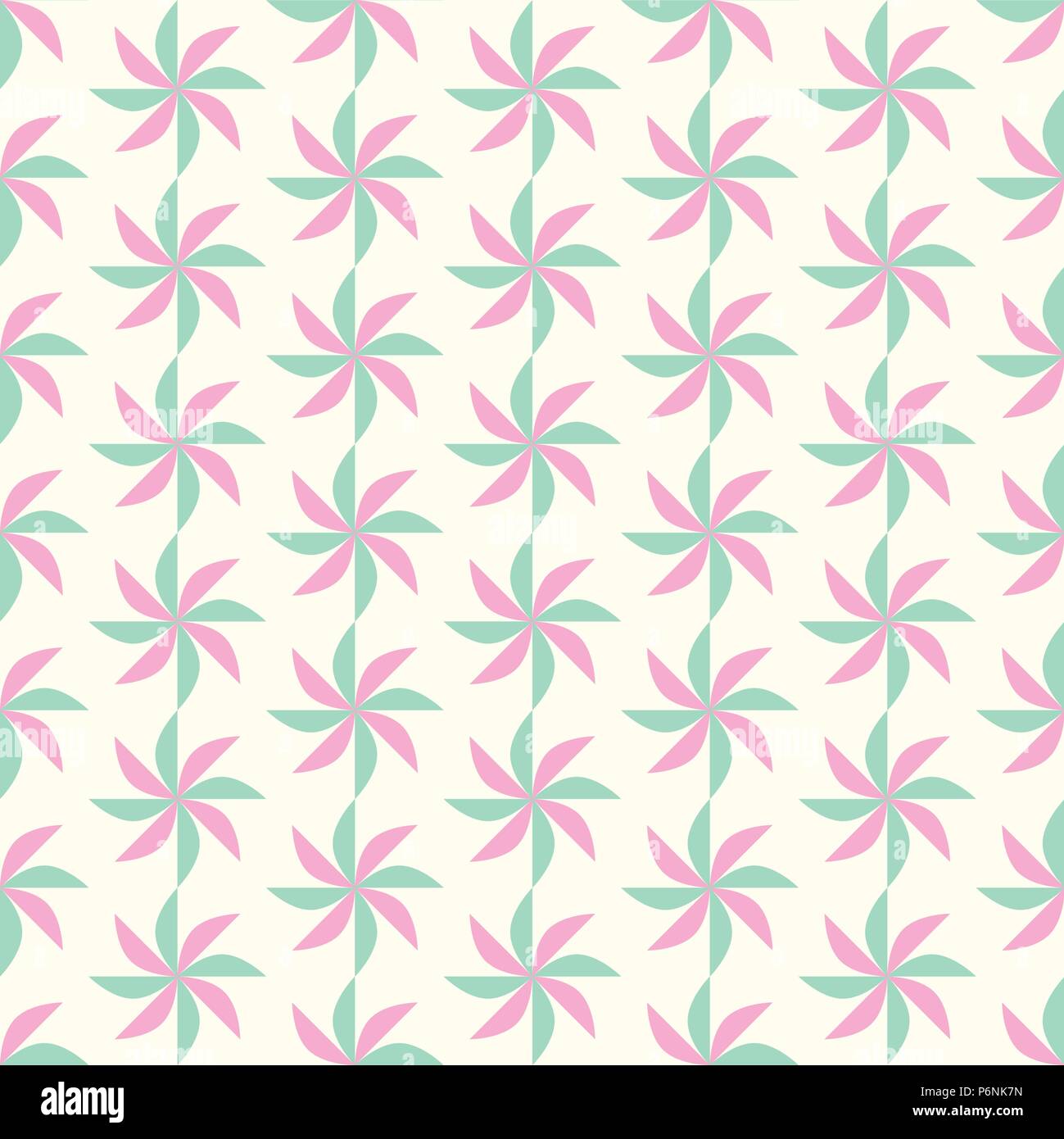 Green and Red propeller pattern on pastel color. Vane seamless pattern ...