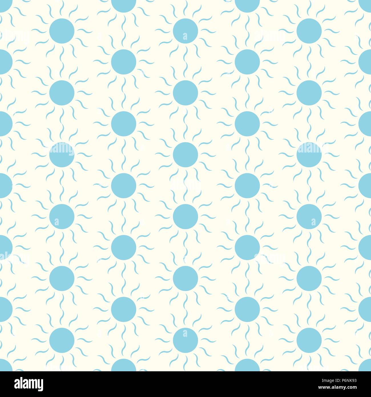 Blue Sun shape seamless pattern on pastel color. Circle and swirl in ...