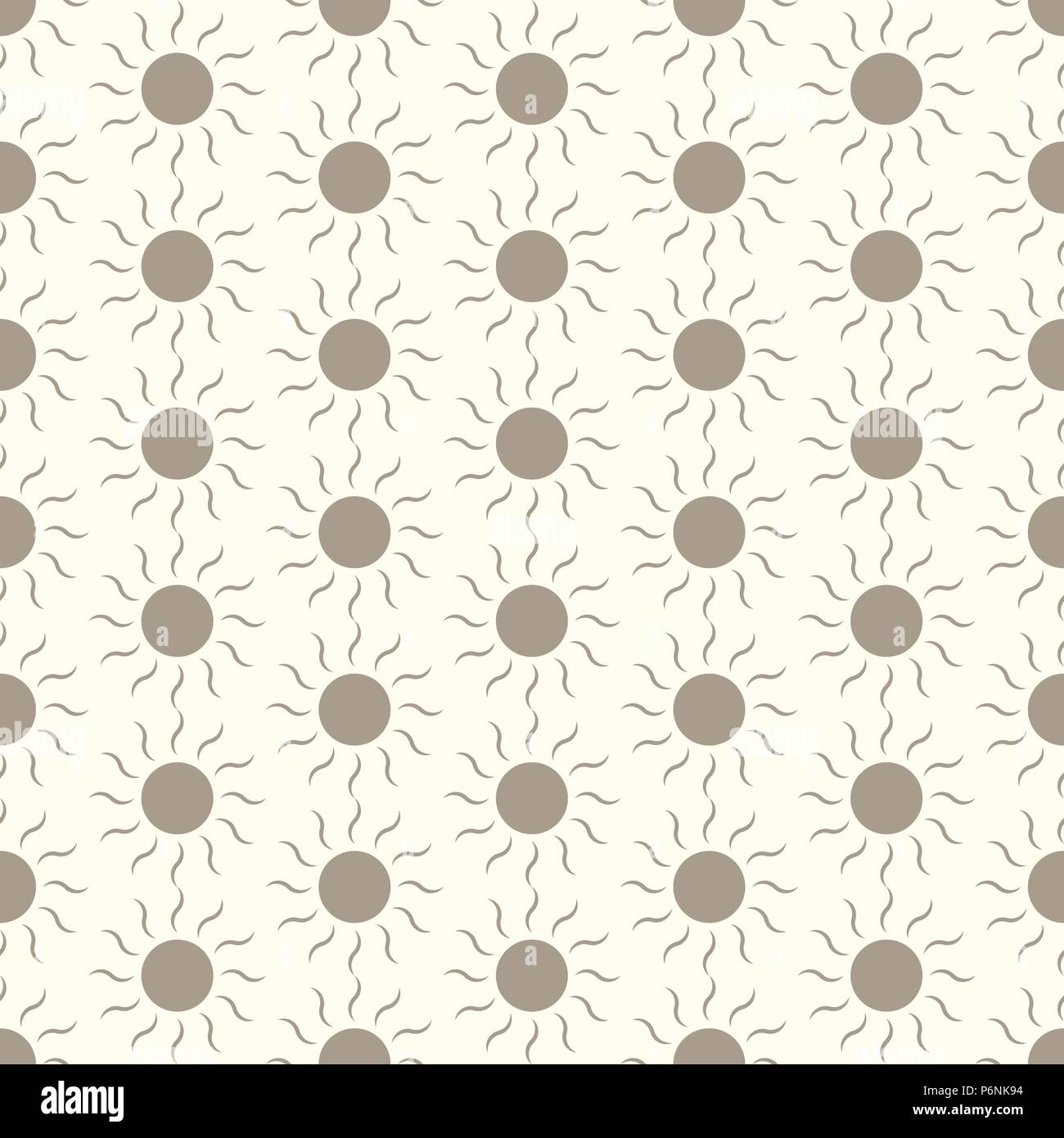 Brown Sun shape seamless pattern on pastel color. Circle and swirl in ...