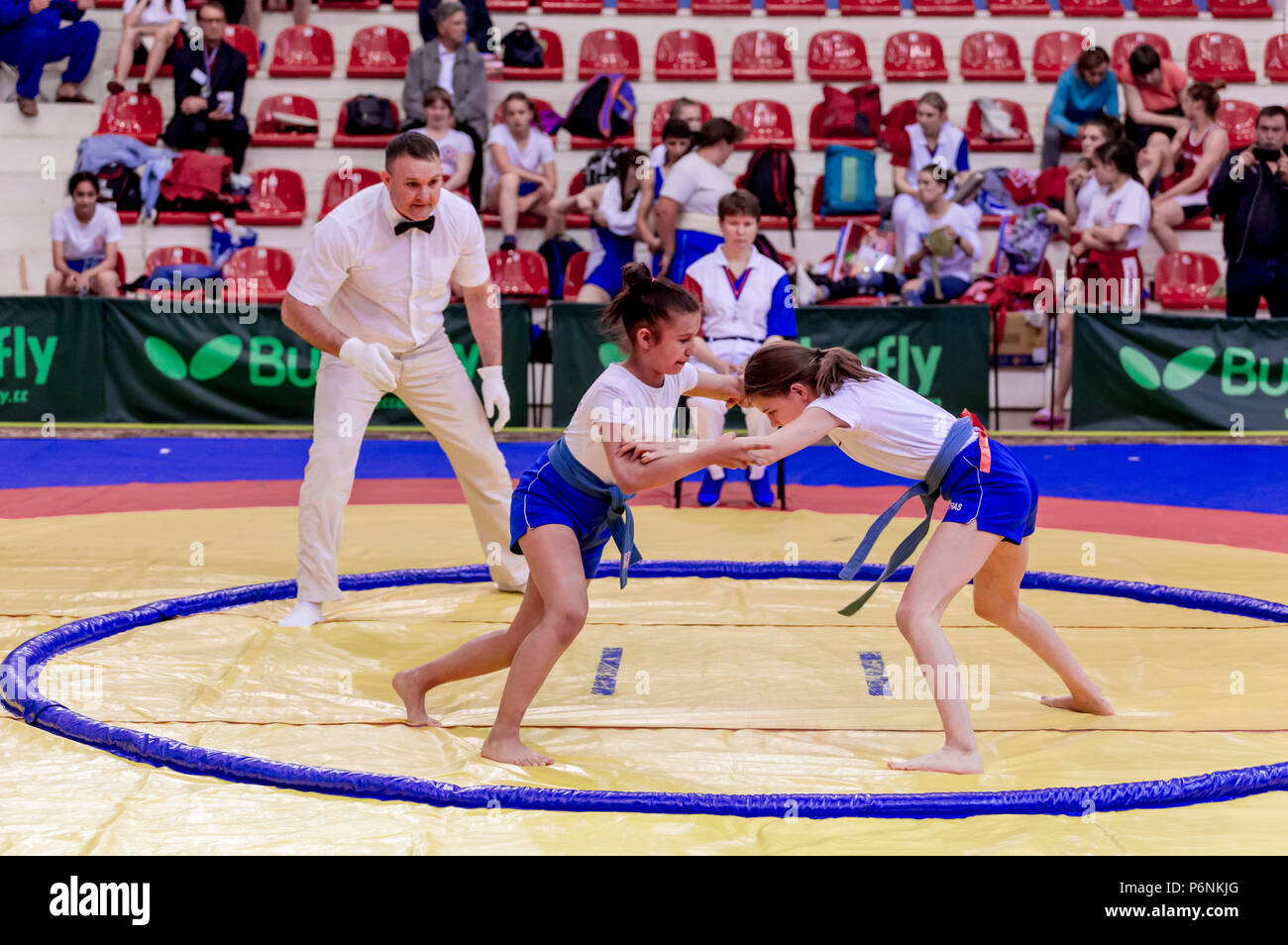 Russia, Vladivostok, 06/30/2018. Sumo wrestling competition among girls ...