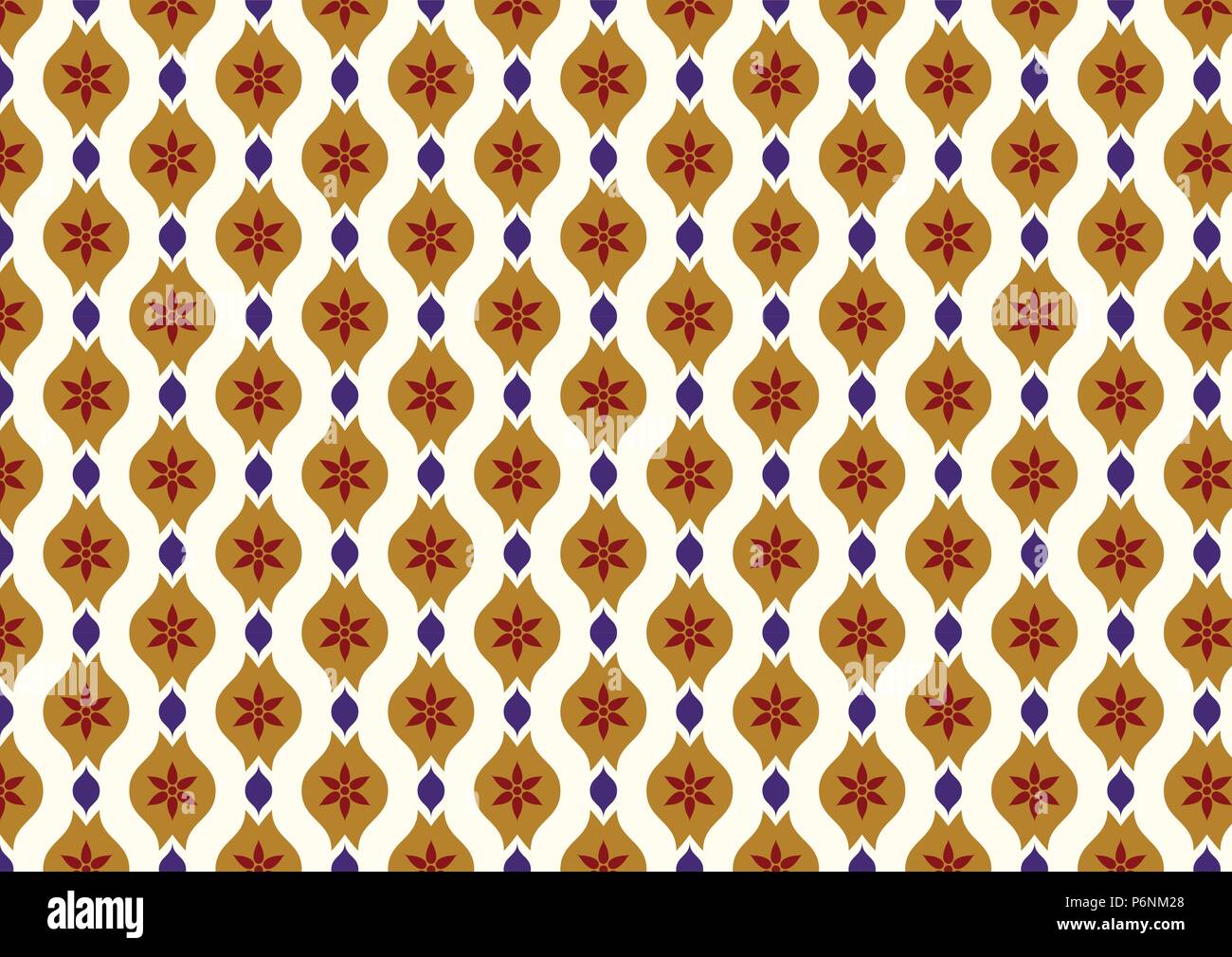 Dark yellow vintage blossom and leaves and lobe pattern on light yellow ...