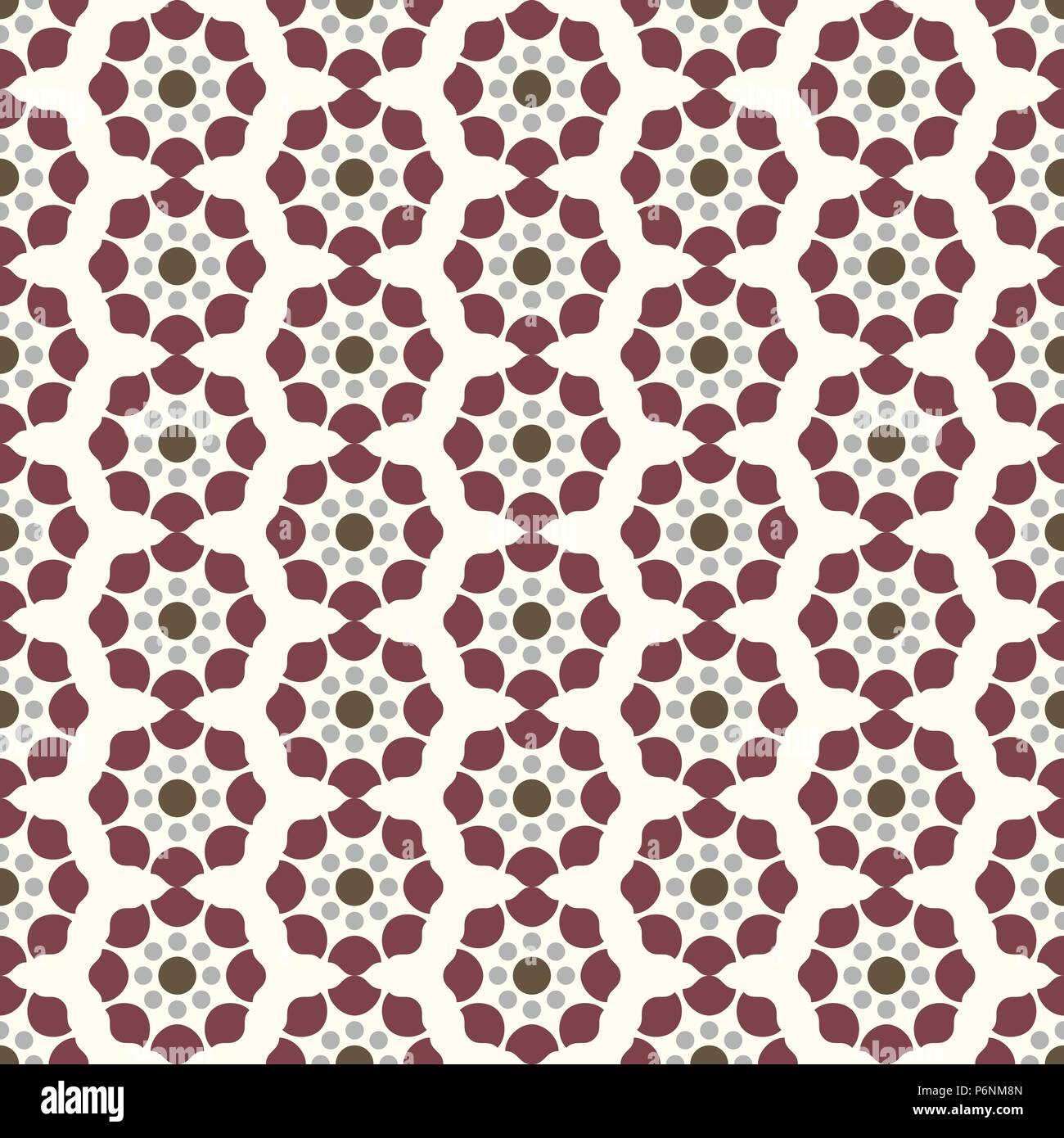Dark red modern and vintage flower pattern on pastel background. Retro ...