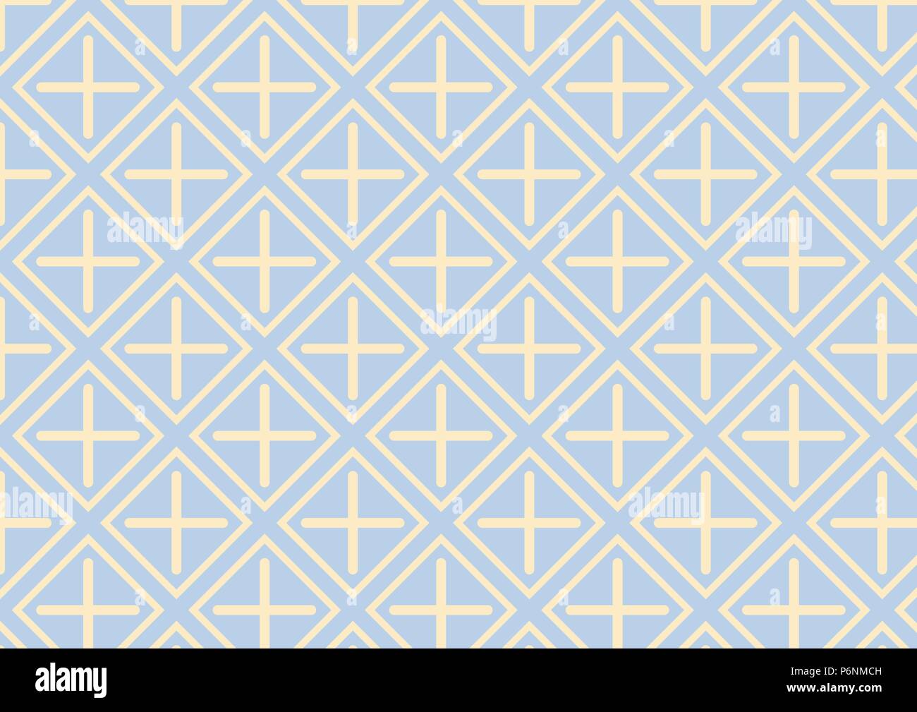 Light yellow plus sign on light blue rectangle in pastel color style ...
