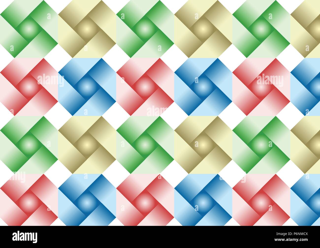 Green, Gold, Red and Blue weave pattern on pastel color. 3D ribbon ...