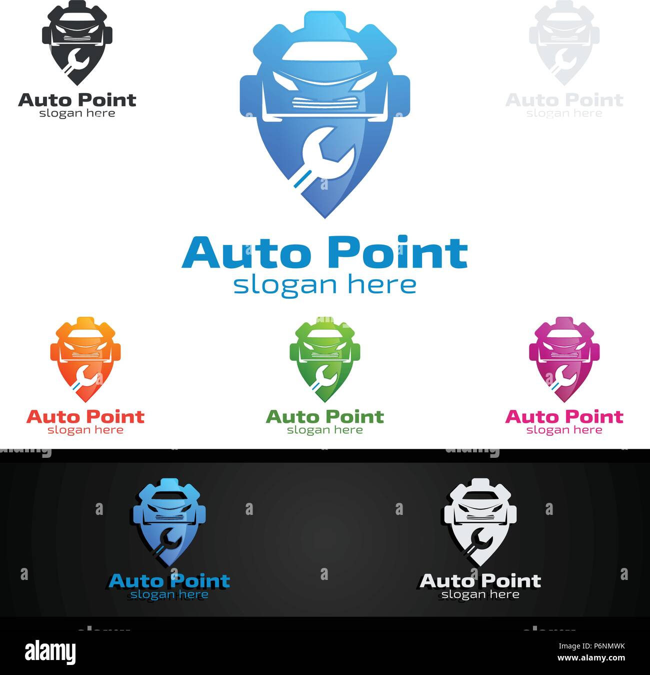 Car Service Vector Logo Design with Auto Repair Shape and Car Concept ...