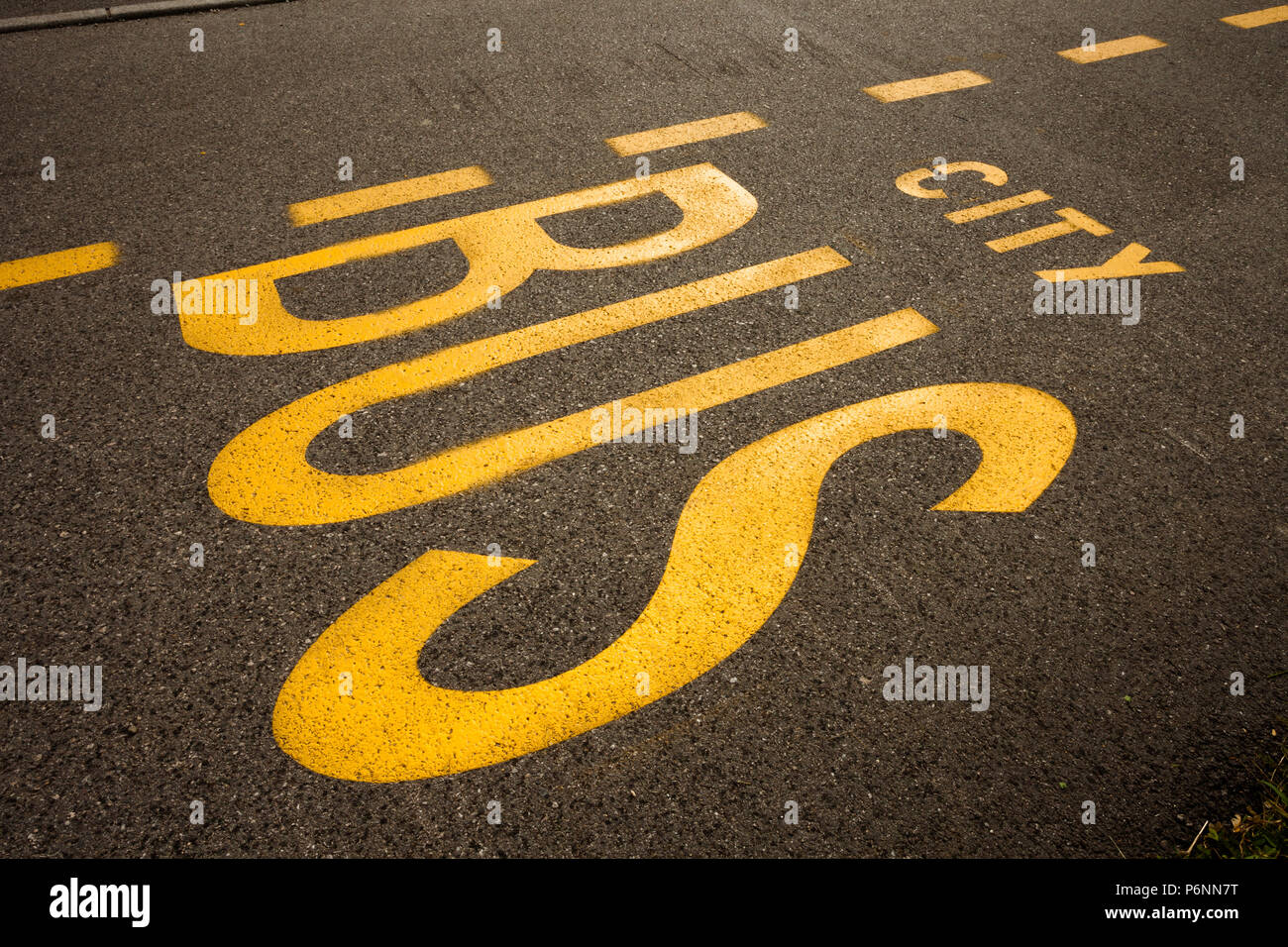 yellow city bus fast lane Stock Photo - Alamy