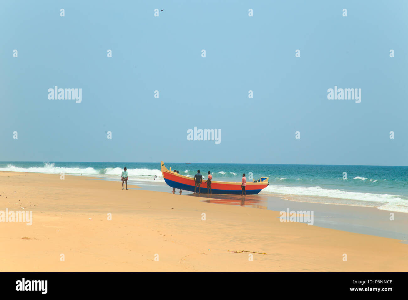 Morning in the fishing village. Varkala, Kerala State, South India ...