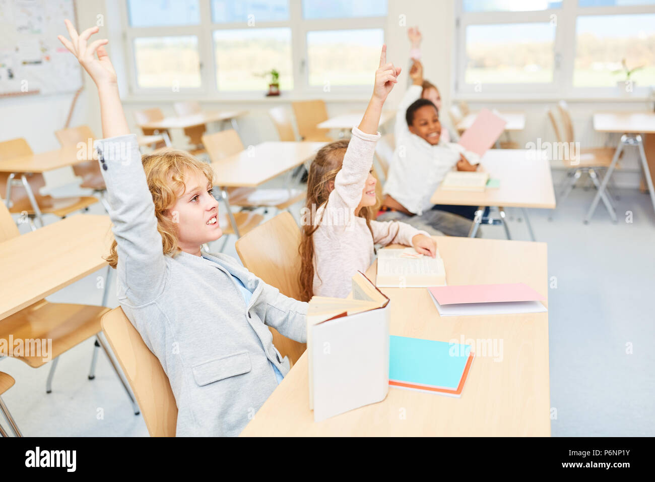 Many students register in elementary school and want to respond Stock ...