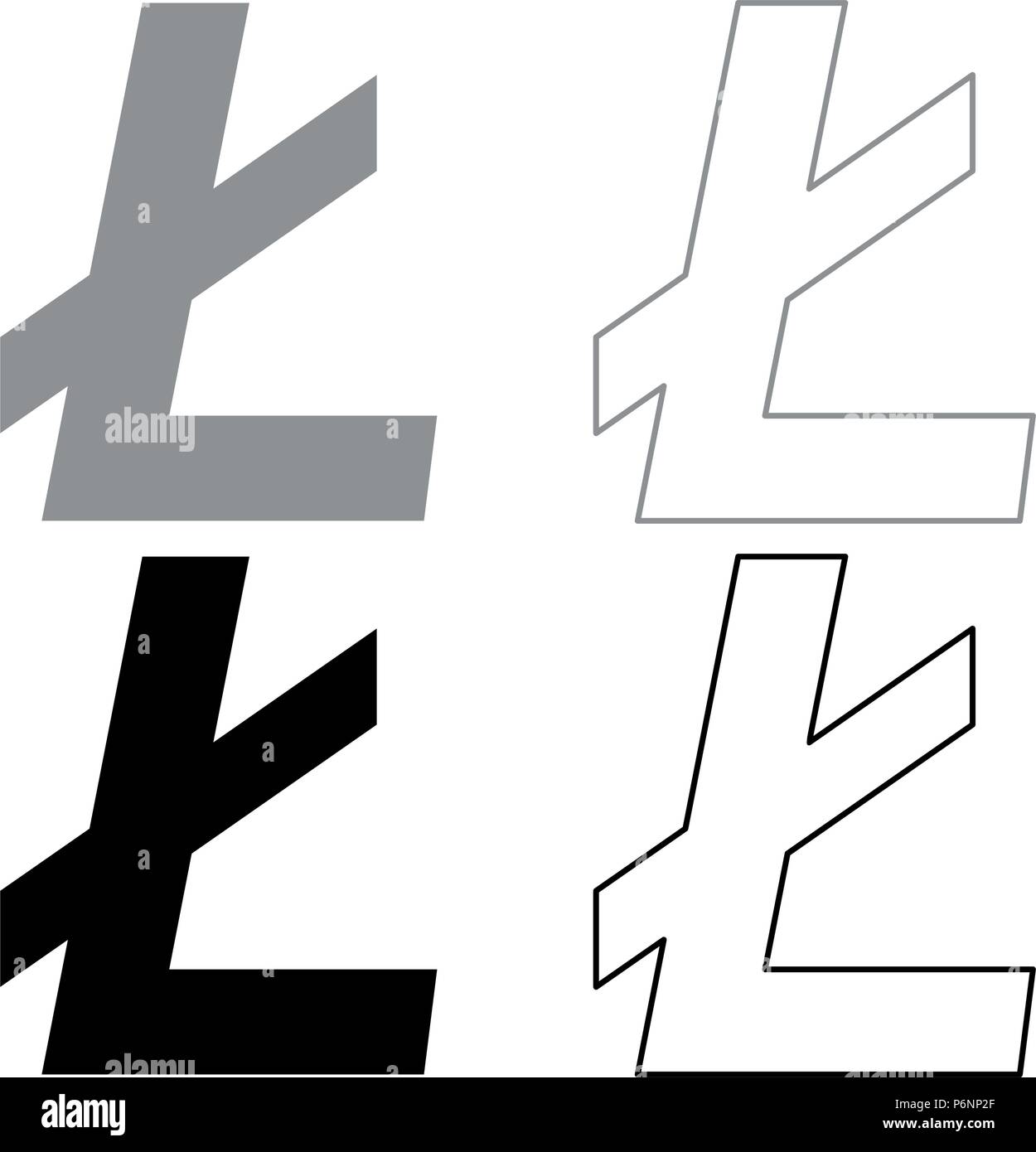 Litecoin icon set grey black color I flat style simple image Stock ...