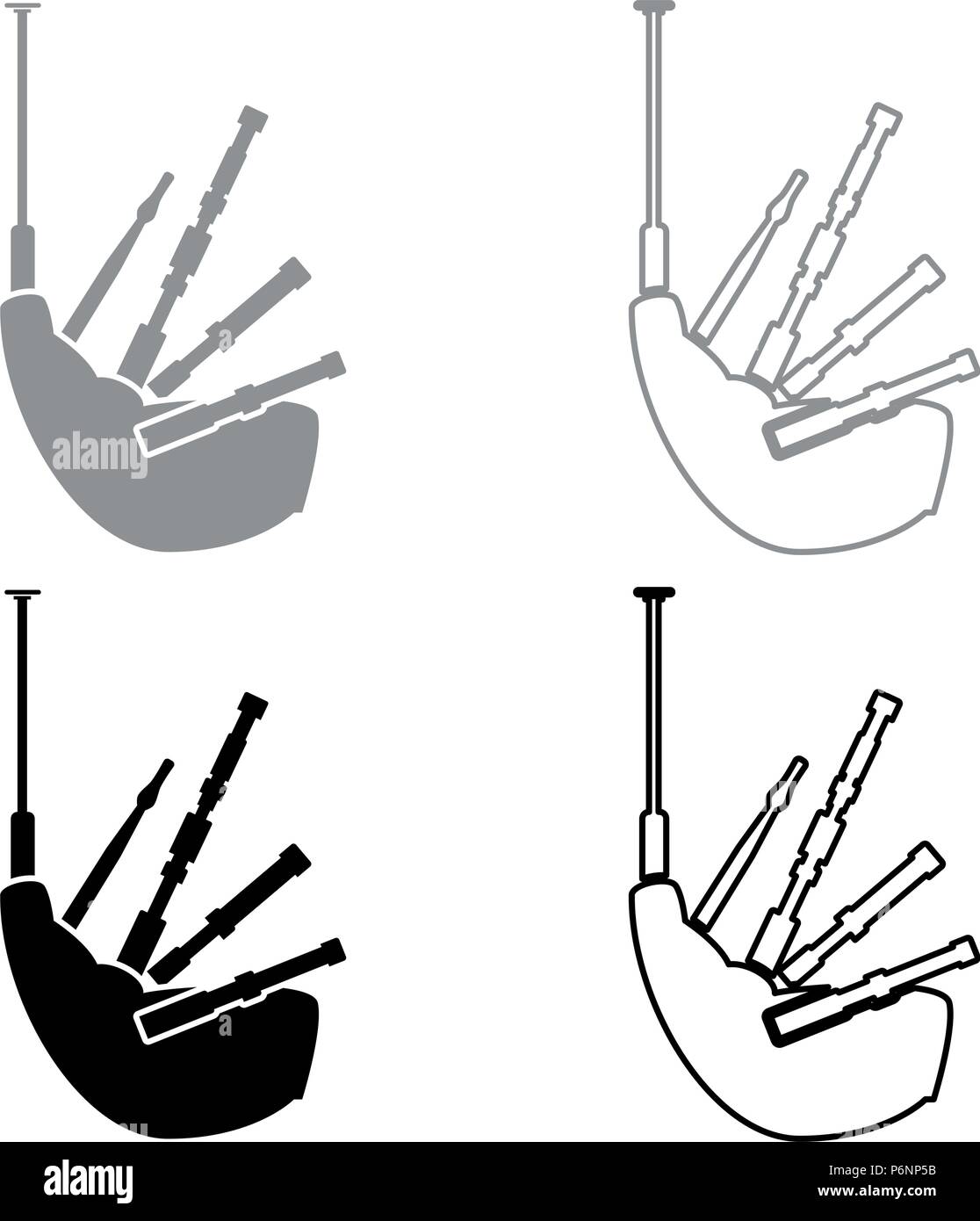 Bagpipes icon set grey black color I flat style simple image Stock ...
