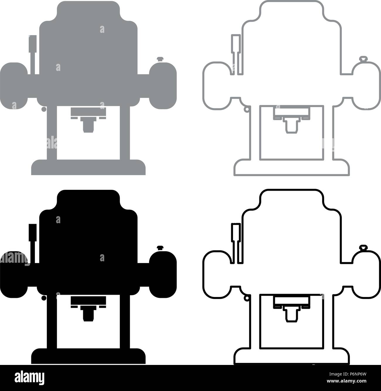 Milling cutter icon set grey black color I flat style simple image ...