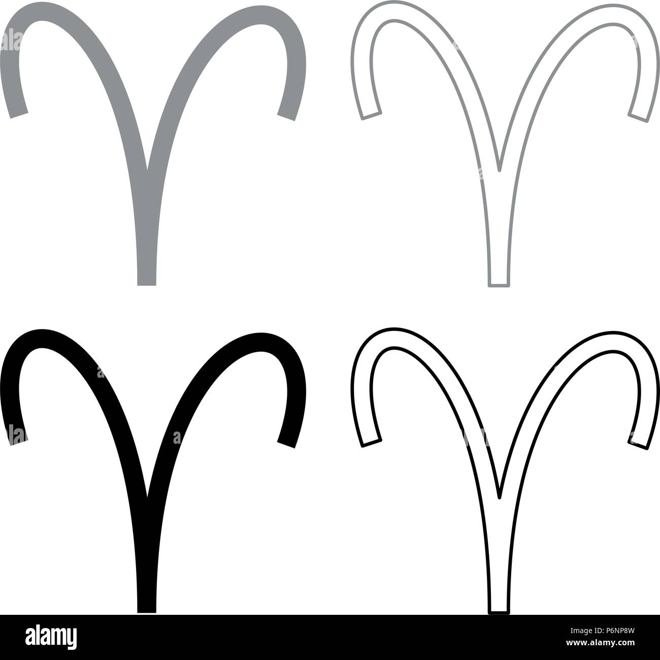 Aries symbol icon set grey black color I flat style simple image Stock ...