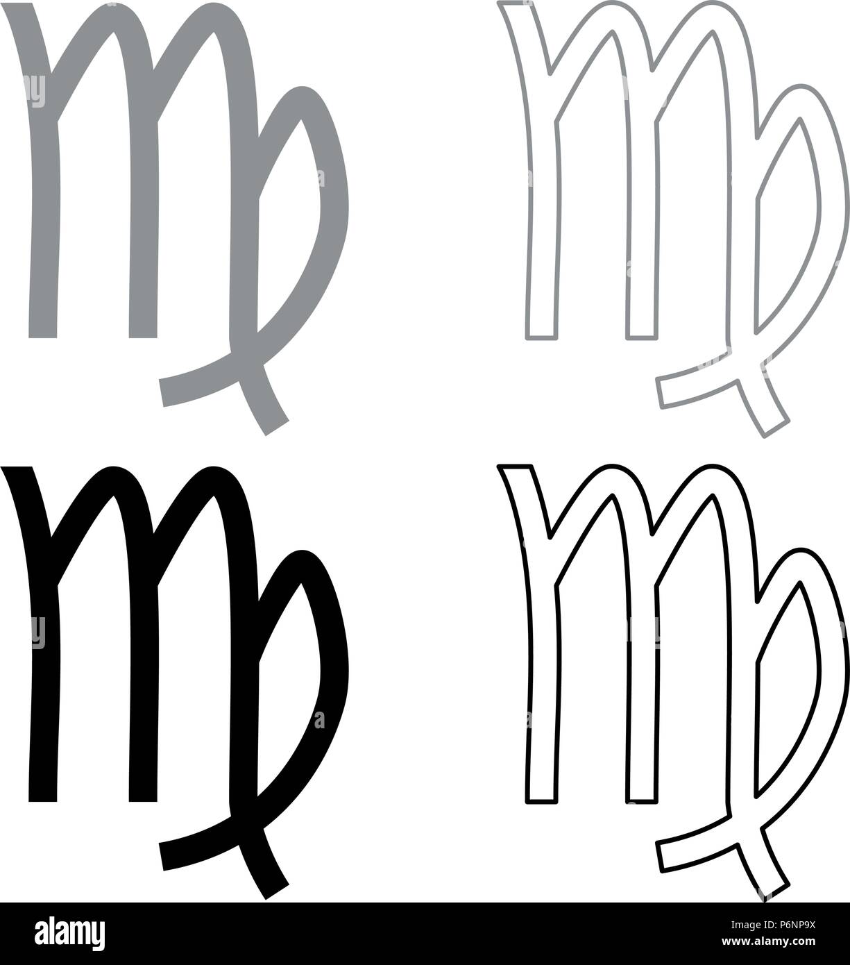 Virgin symbol zodiac icon set grey black color I flat style simple ...