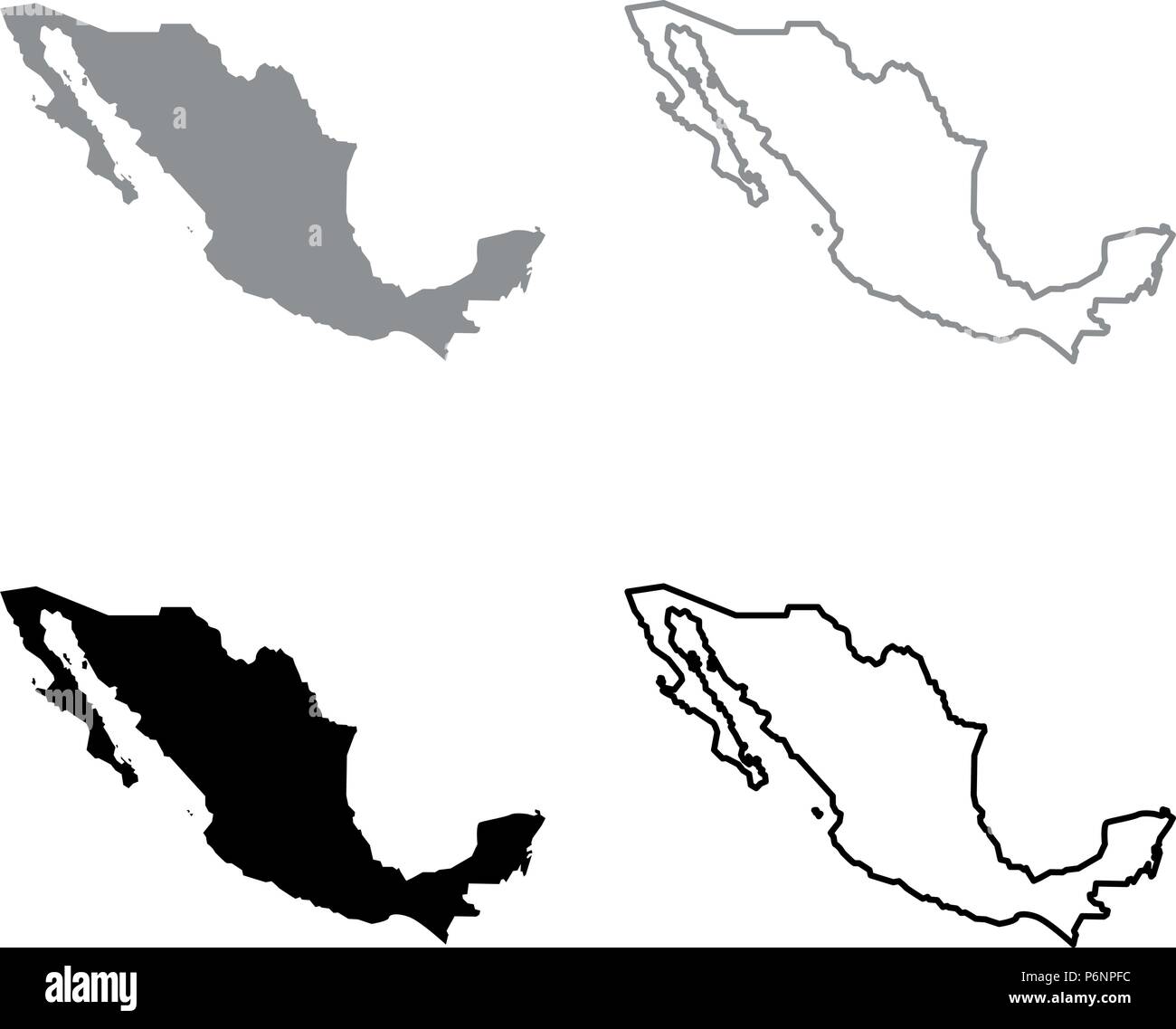Map of Mexico icon set grey black color I flat style simple image Stock ...