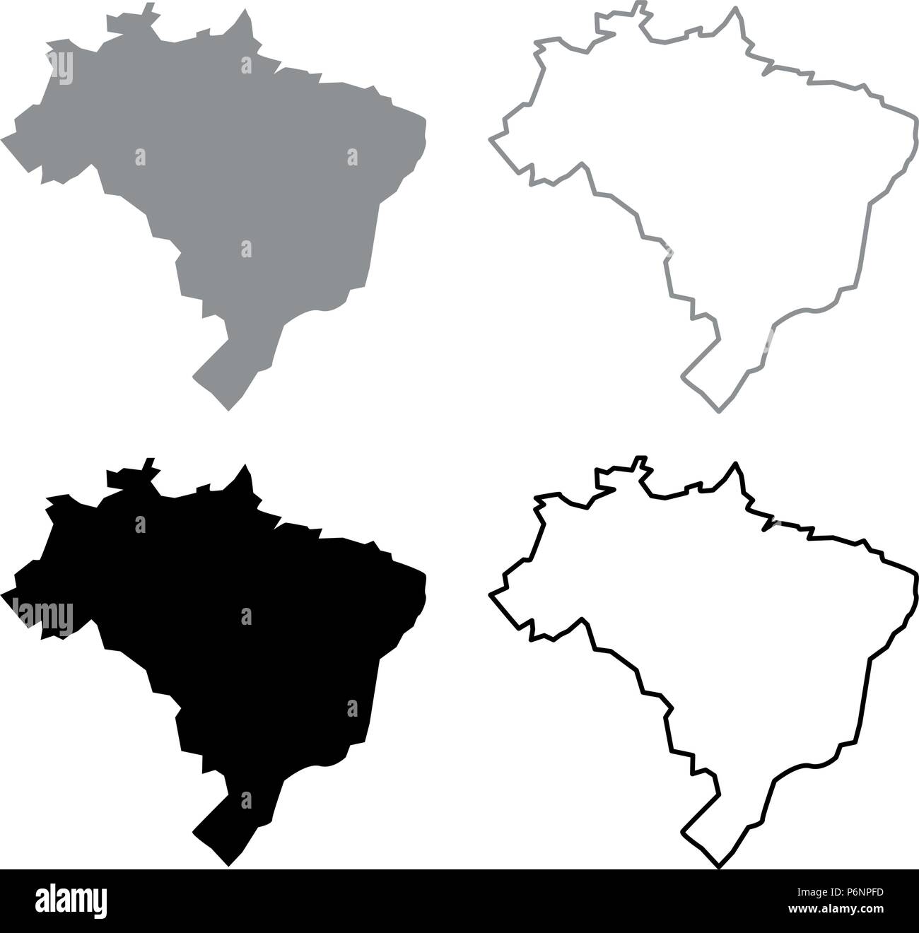 Map of Brazil icon set grey black color I flat style simple image Stock ...
