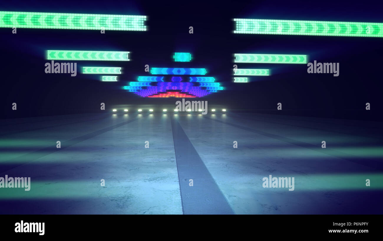 A gorgeous 3d illustration of colorful neon illumination of an ...