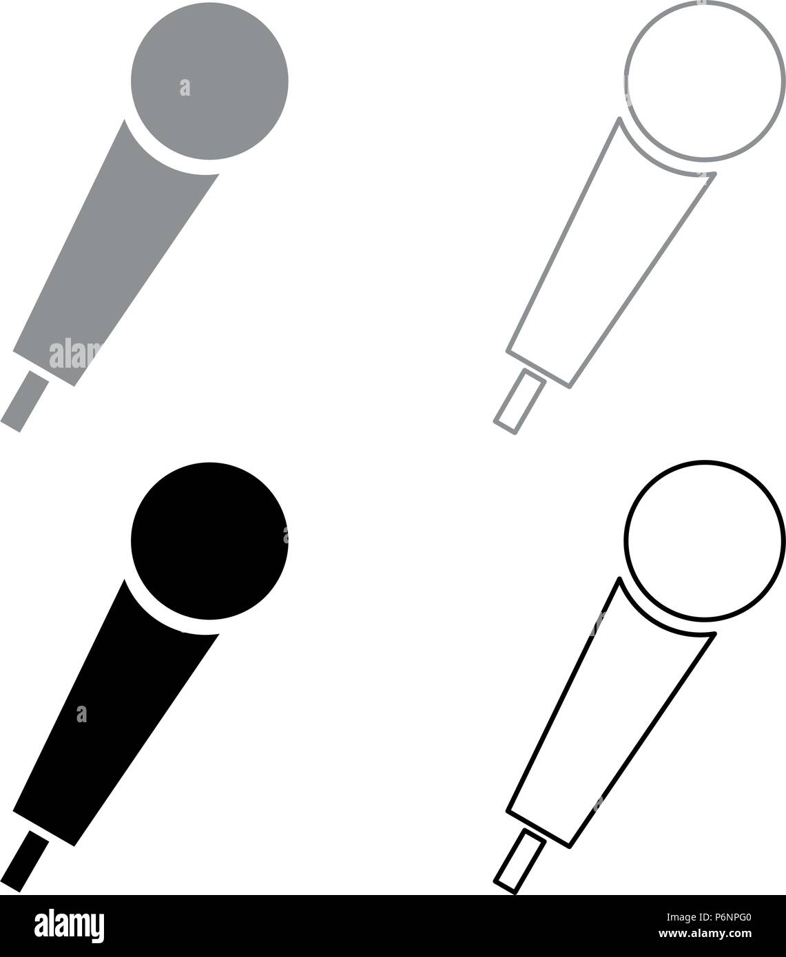 Hand microphone icon set grey black color I flat style simple image ...
