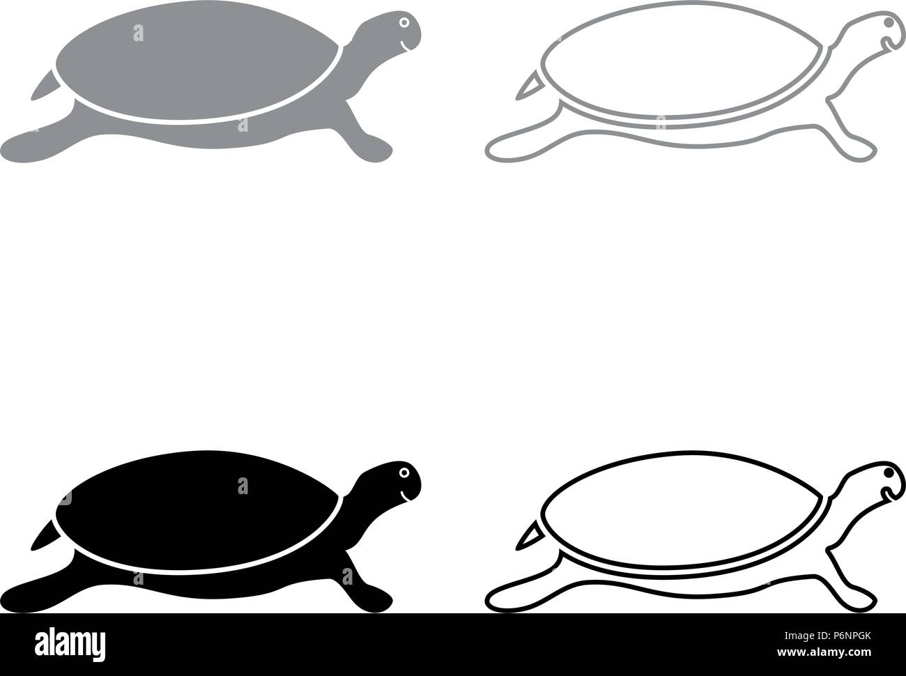Tortoise turtle icon set grey black color I flat style simple image ...