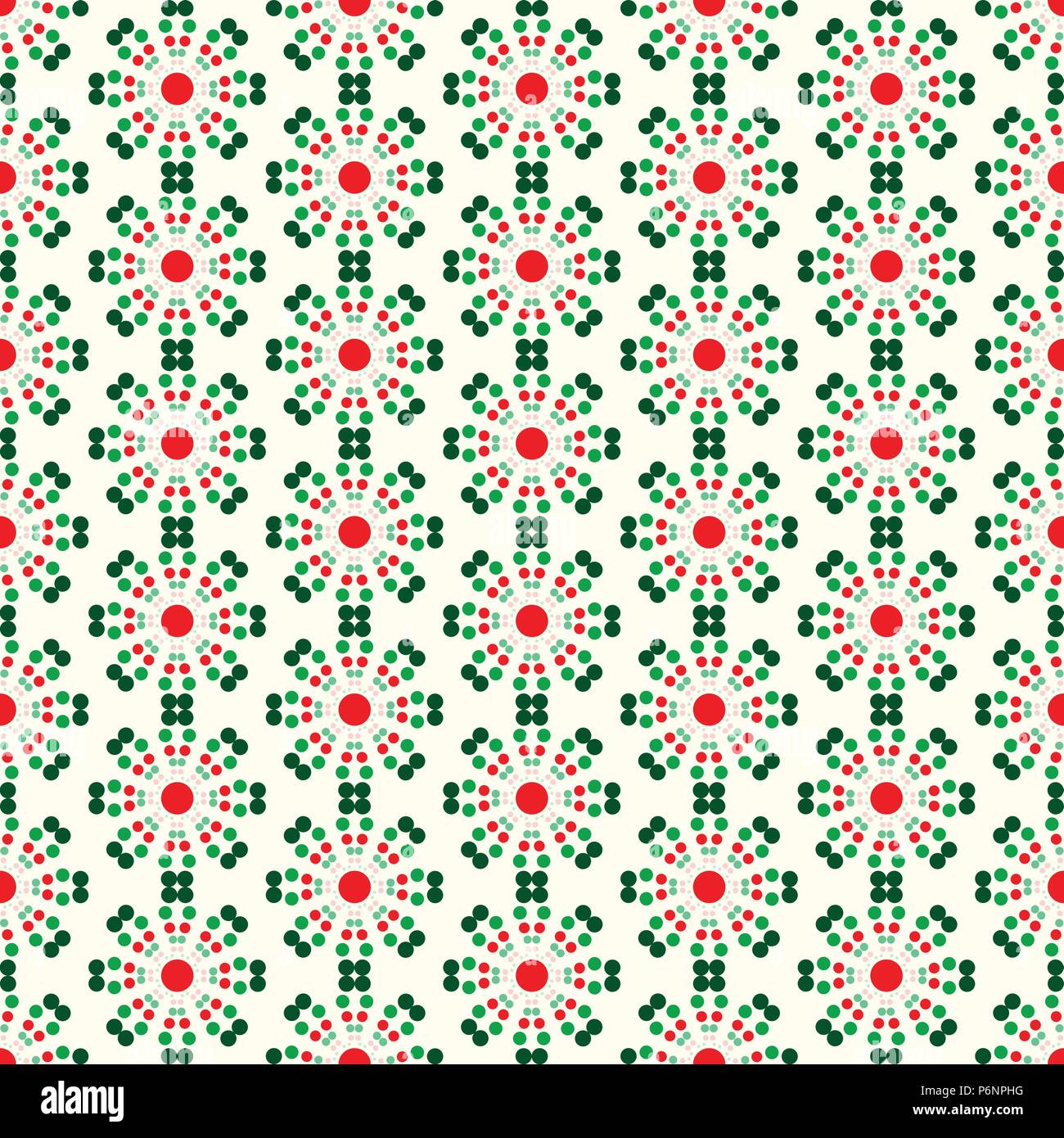 Red and green abstract circle flower pattern on sweet background ...