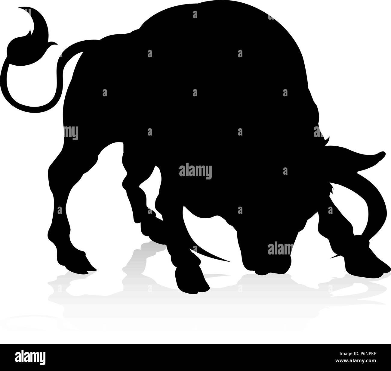 Bull silhouette outline vector Black and White Stock Photos & Images ...