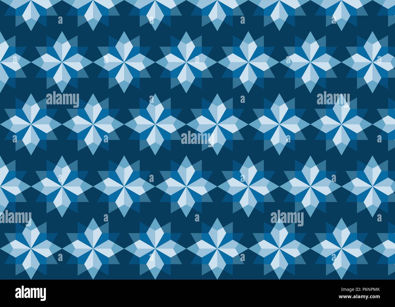 Modern rhomboid or star pattern in abstract feature on blue color ...