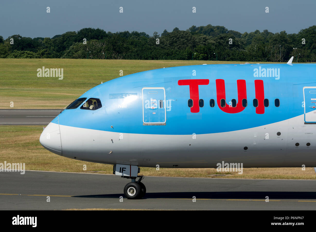 Tui Boeing 787-8 Dreamliner taxiing for take off at Birmingham Airport ...