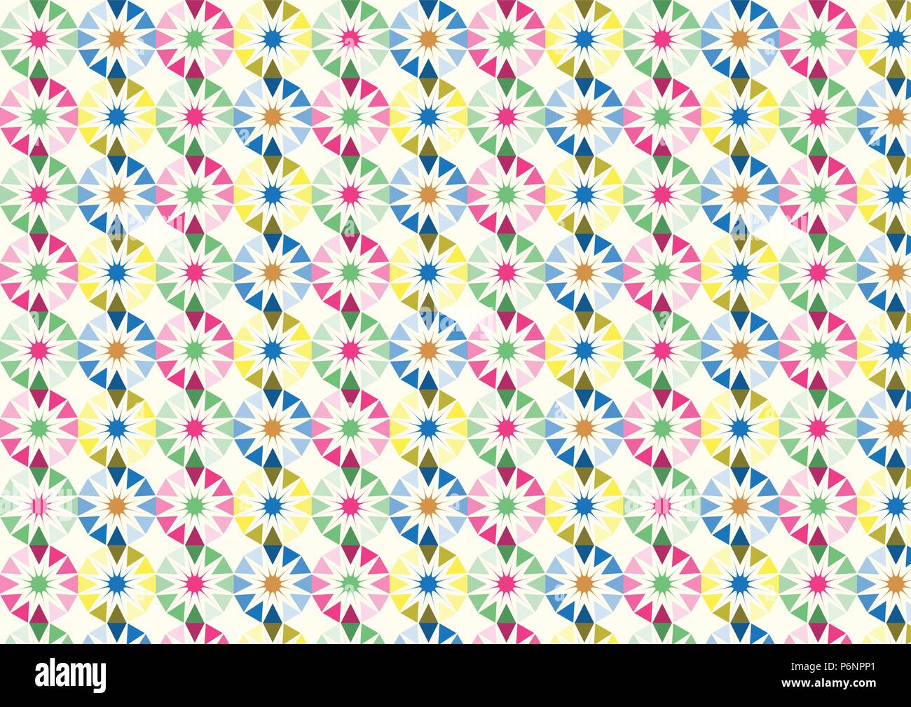 Triangle ball and star pattern on light yellow background. Colorful ...