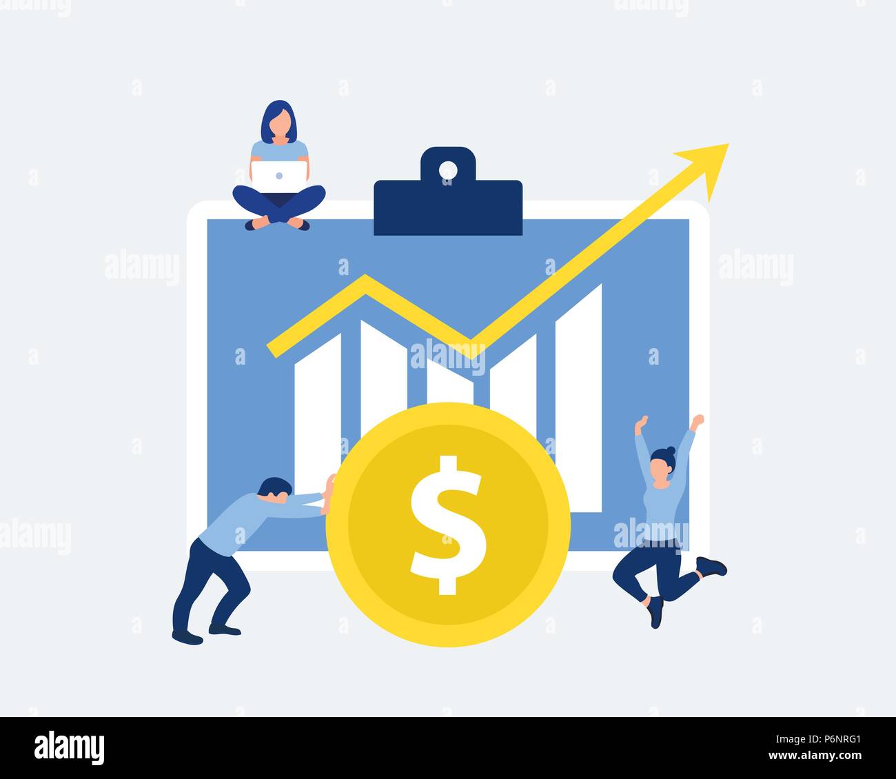 Profit or financial growth design concept. Analysts shows a report with ...