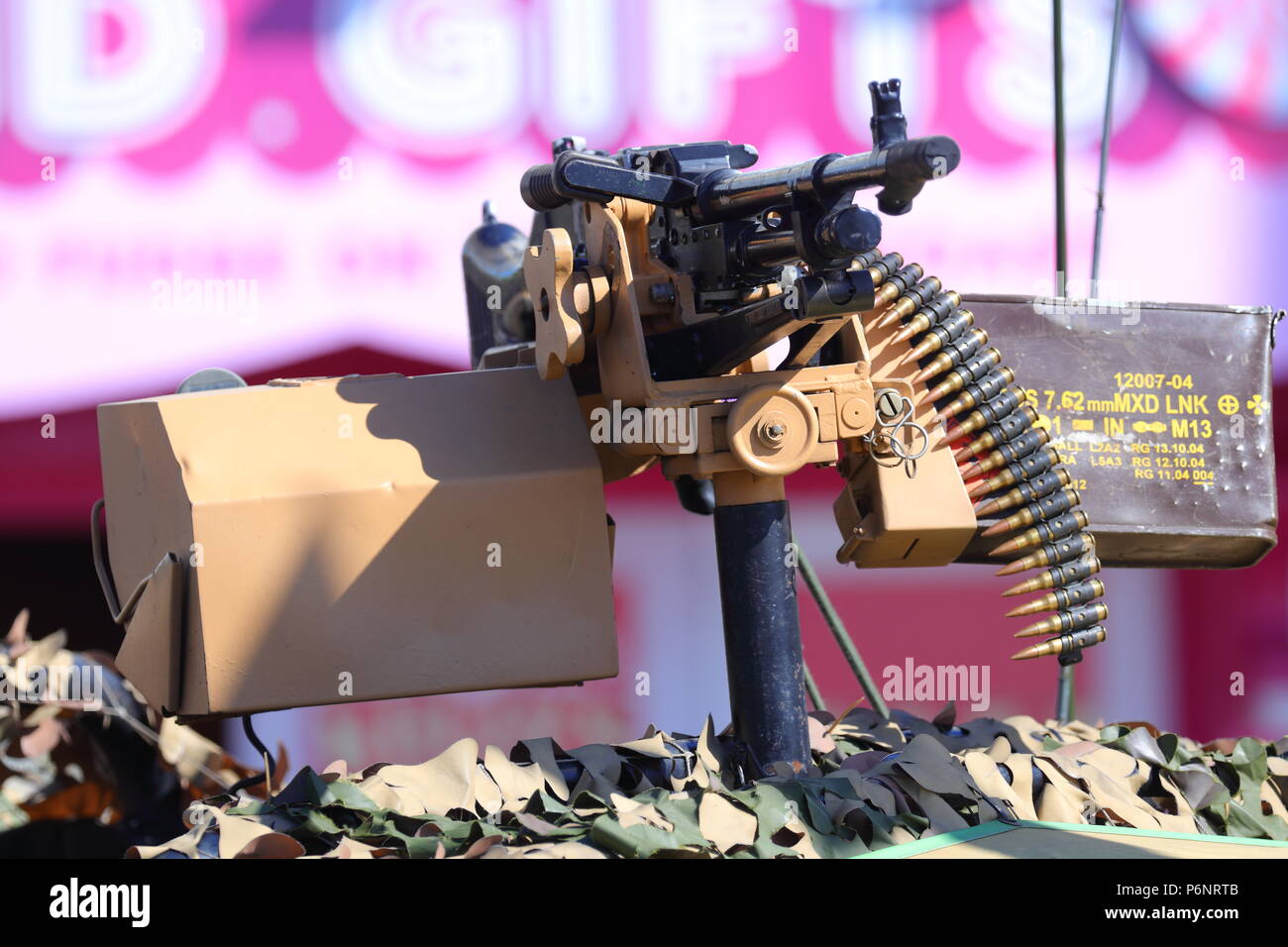Mounted machine guns on display at Scarborough Armed Forces Day Stock ...