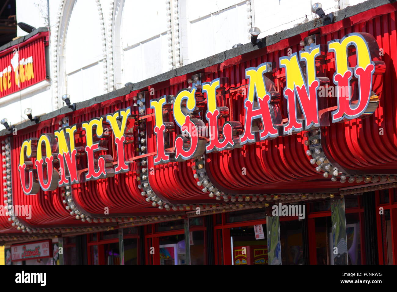 Coney Island company logo above an amusement arcade along Scarborough's ...