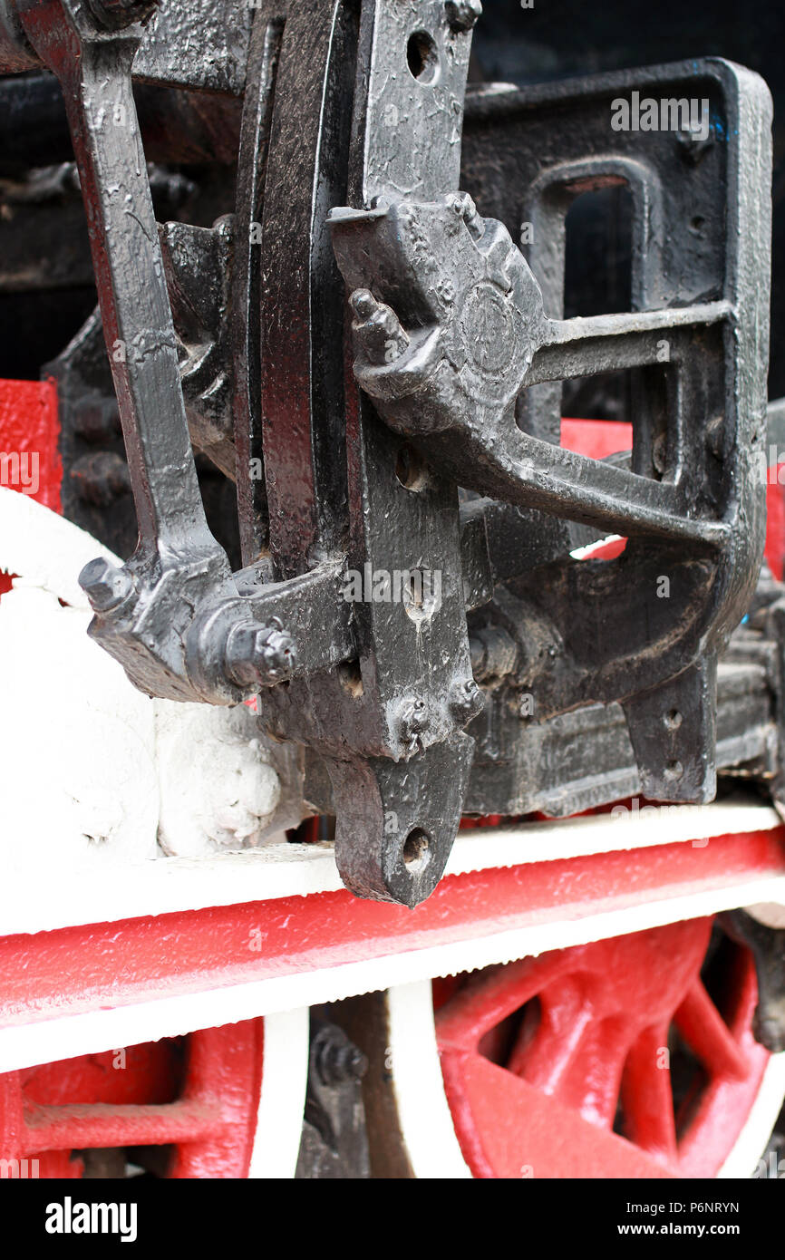 Details of the metal parts of the old vintage railway train Stock Photo ...