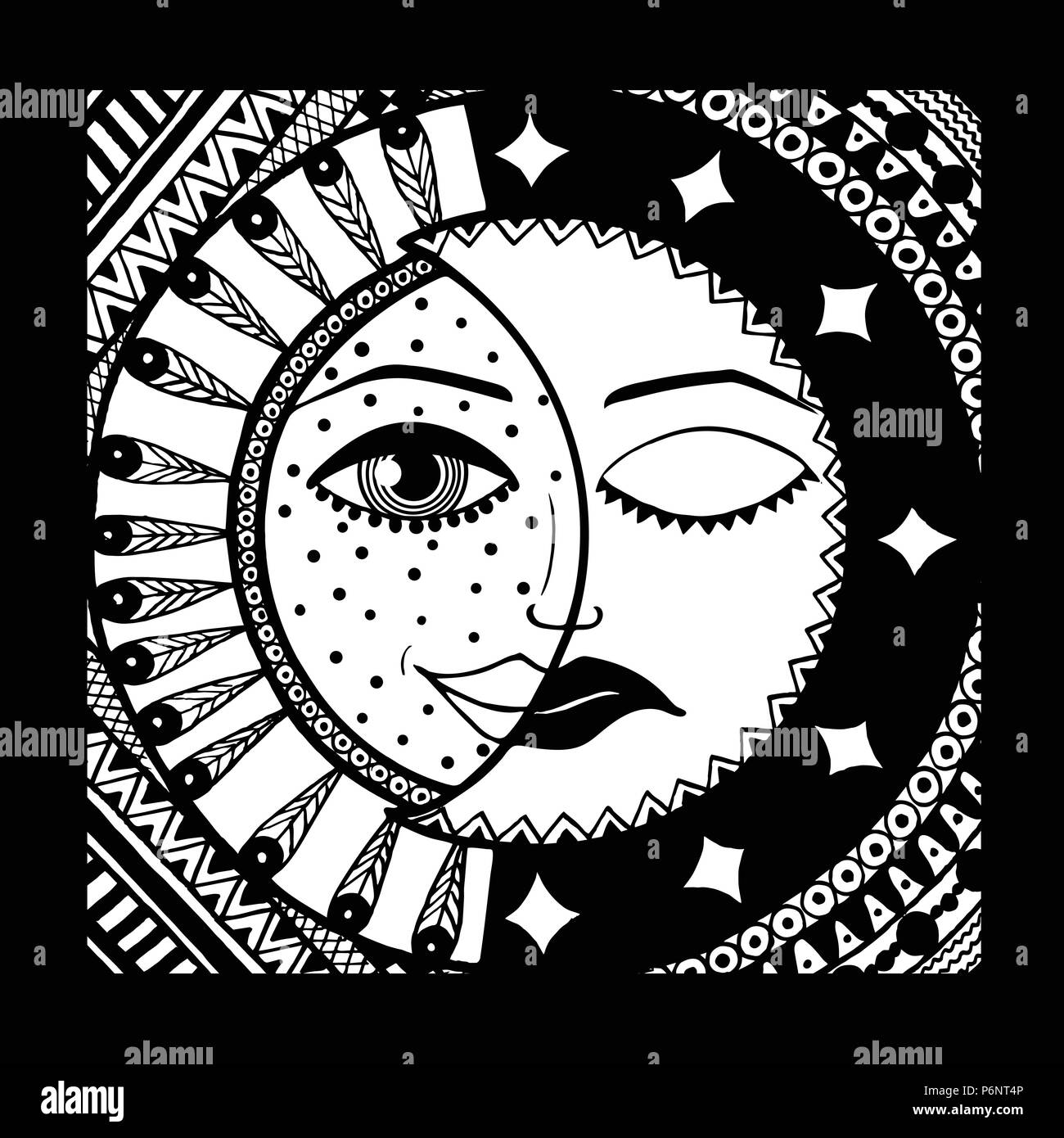 Moon sun face vintage Black and White Stock Photos & Images - Alamy