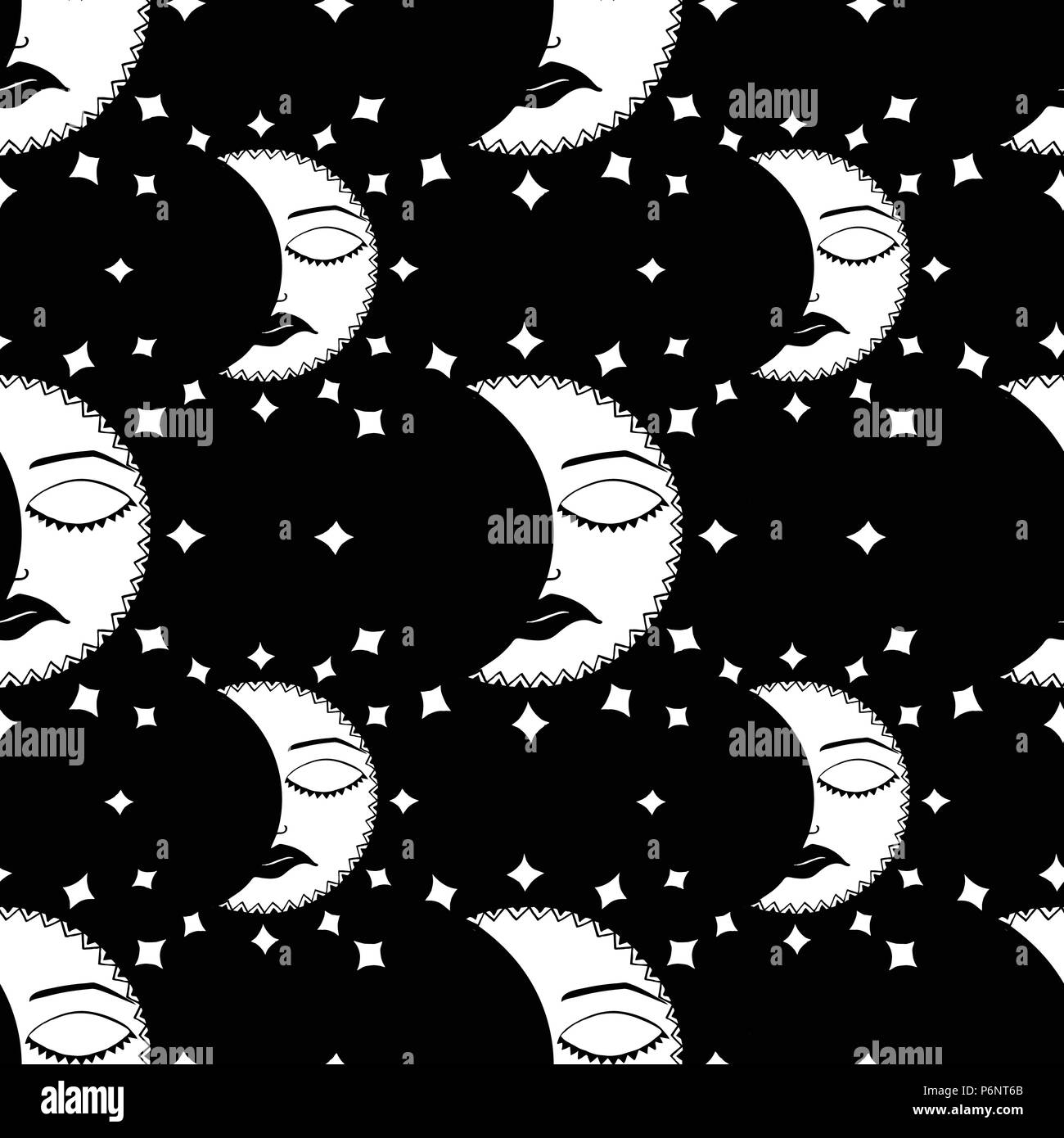 seamless pattern with month. black and white. vector Stock Vector Image ...