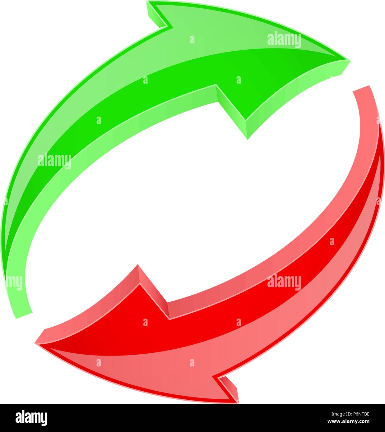 Red and green refresh arrows. 3d shiny signs in circular motion Stock ...