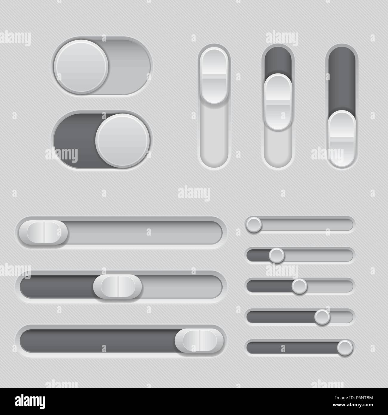 Slider bars. Set of gray volume level console Stock Vector Image & Art ...