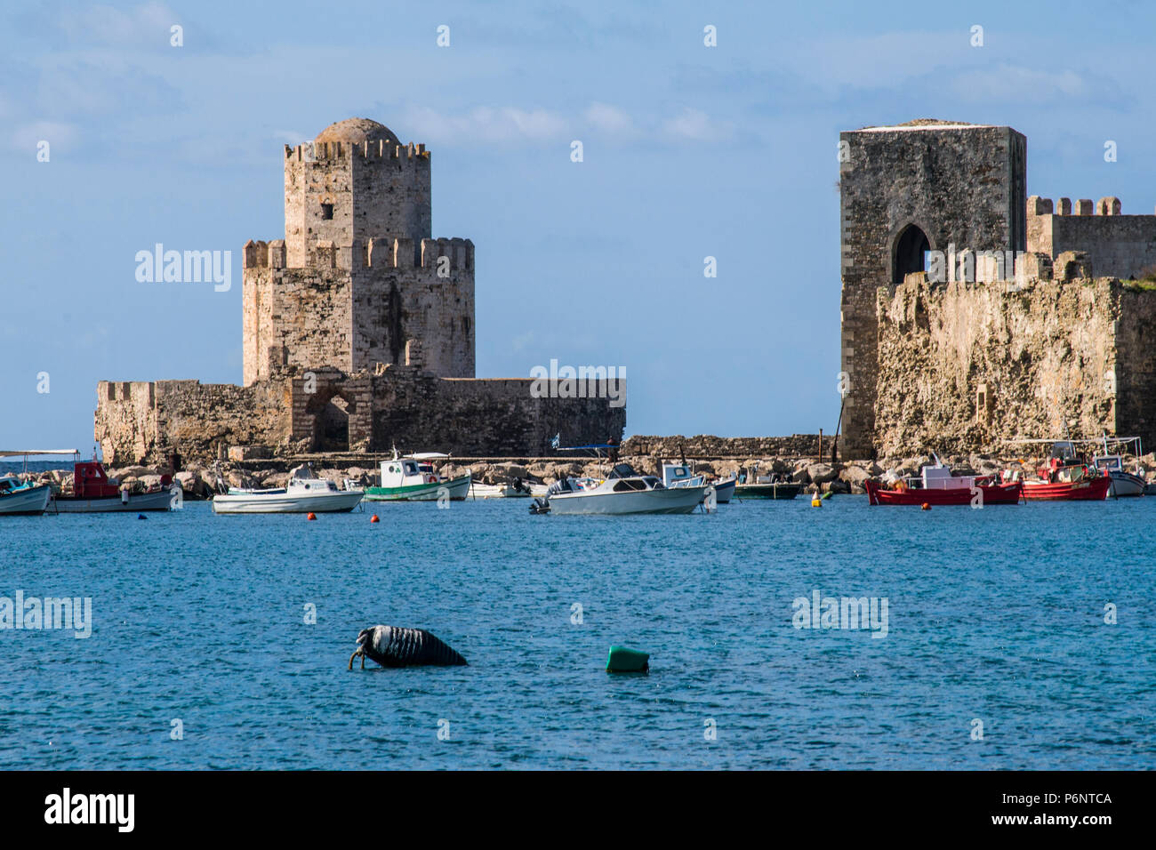 europe, greece, peloponnese, mesinia, methoni, town, castle Stock Photo ...