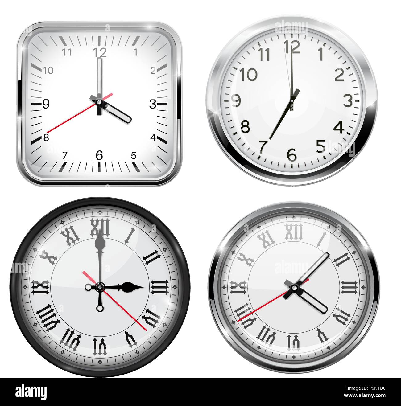 Clock. 3d set Stock Vector Image & Art - Alamy