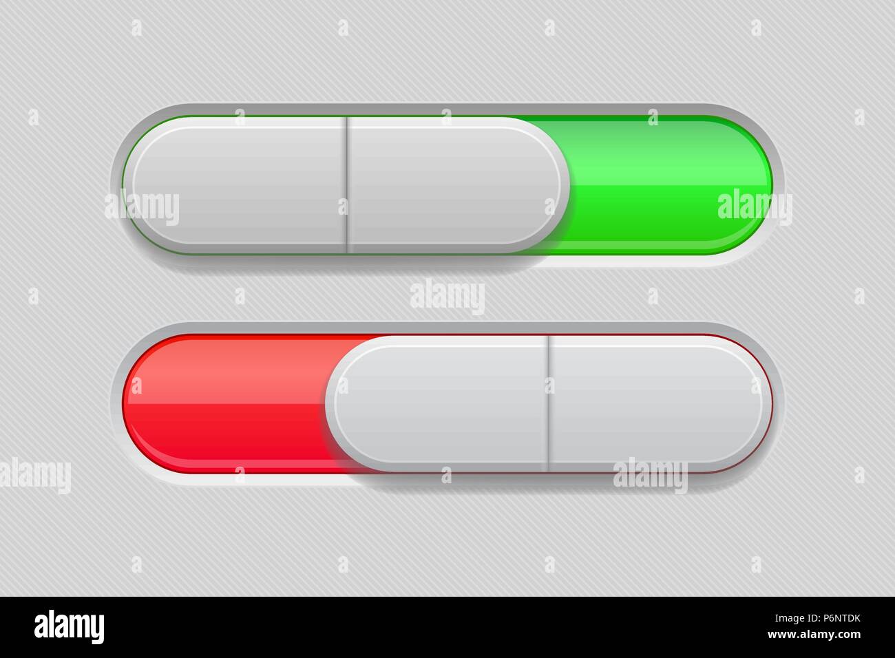 On and Off toggle switch buttons. Slider red and green 3d icons Stock ...