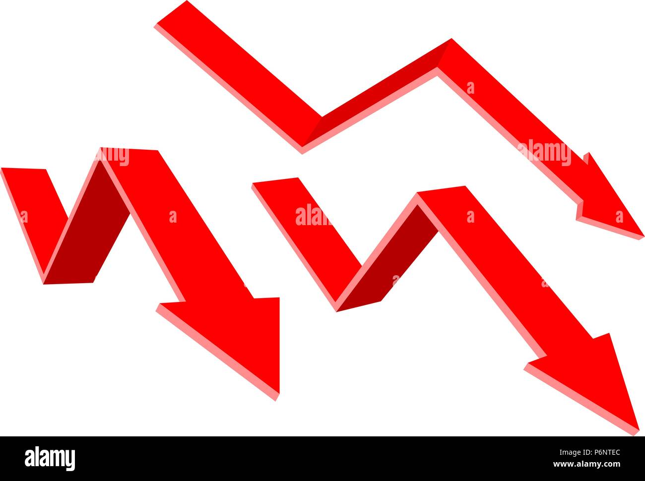 Red financial down moving arrows. Falling trend Stock Vector Image ...