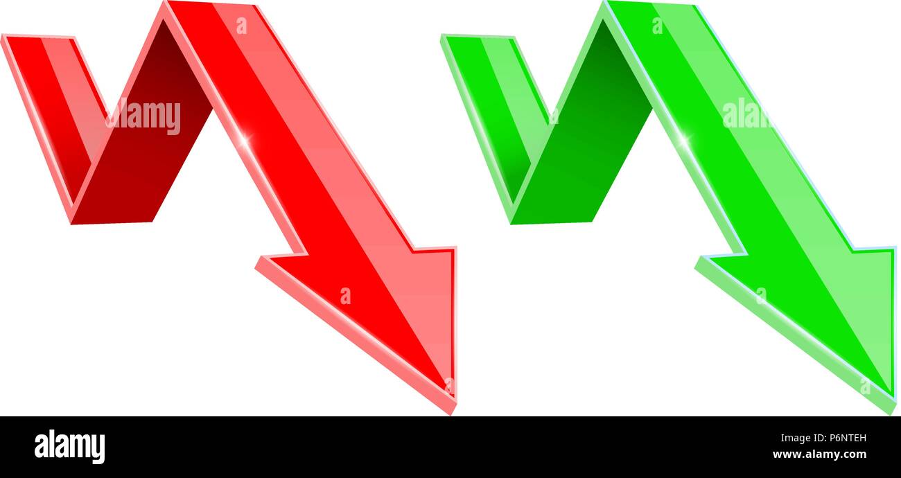Green and red 3d down arrows. Financial graph Stock Vector Image & Art ...