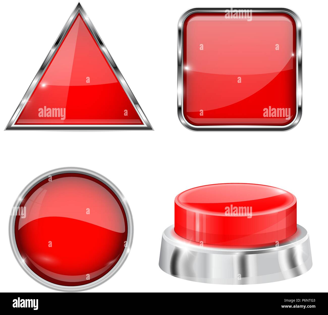 Red 3d buttons and icons. With metal frame Stock Vector Image & Art - Alamy