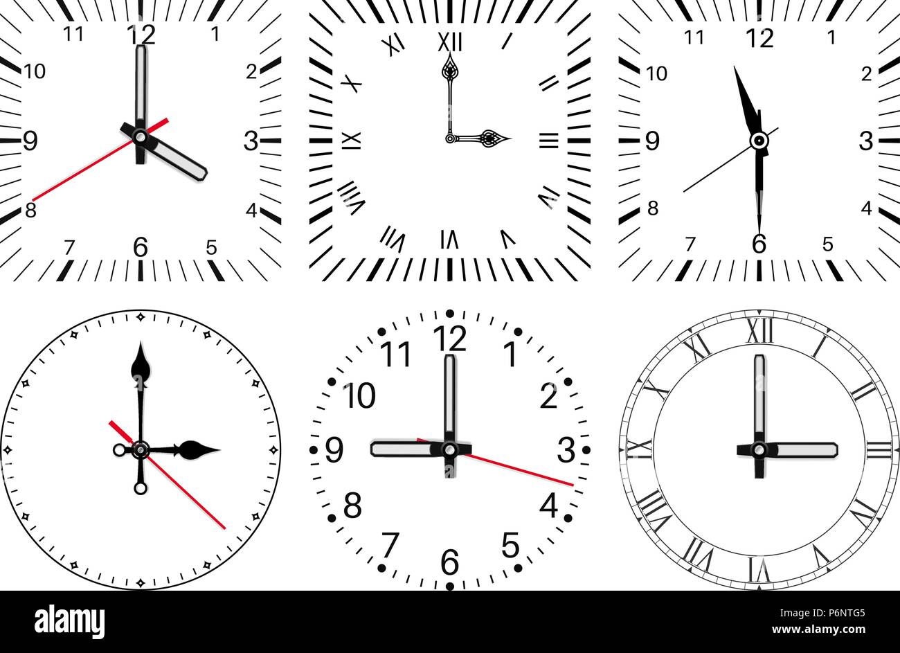 Clock face. Round and square set Stock Vector Image & Art - Alamy