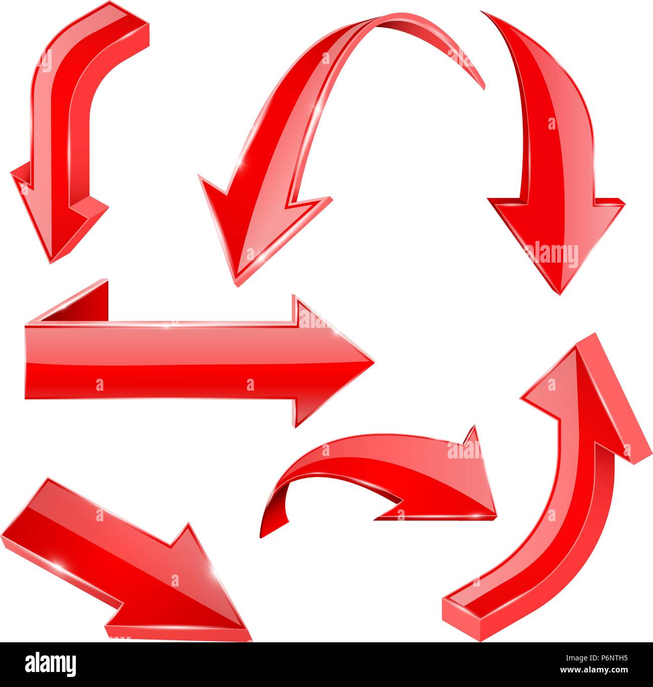 Red arrows. 3d shiny set of icons Stock Vector Image & Art - Alamy