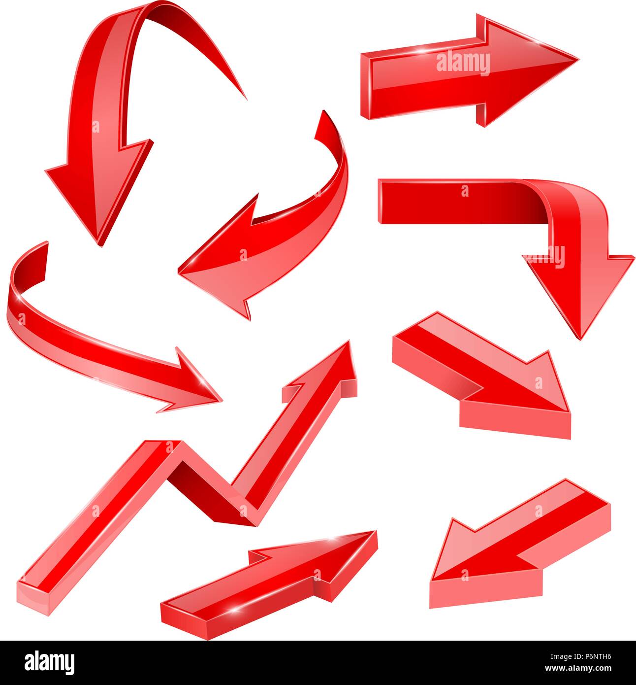 Red arrows. 3d shiny set of icons Stock Vector Image & Art - Alamy