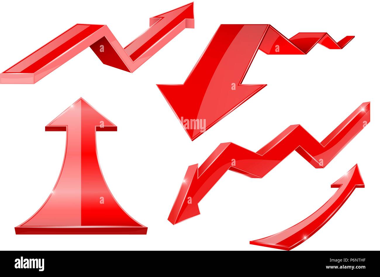 Red arrows. 3d shiny set of icons Stock Vector Image & Art - Alamy