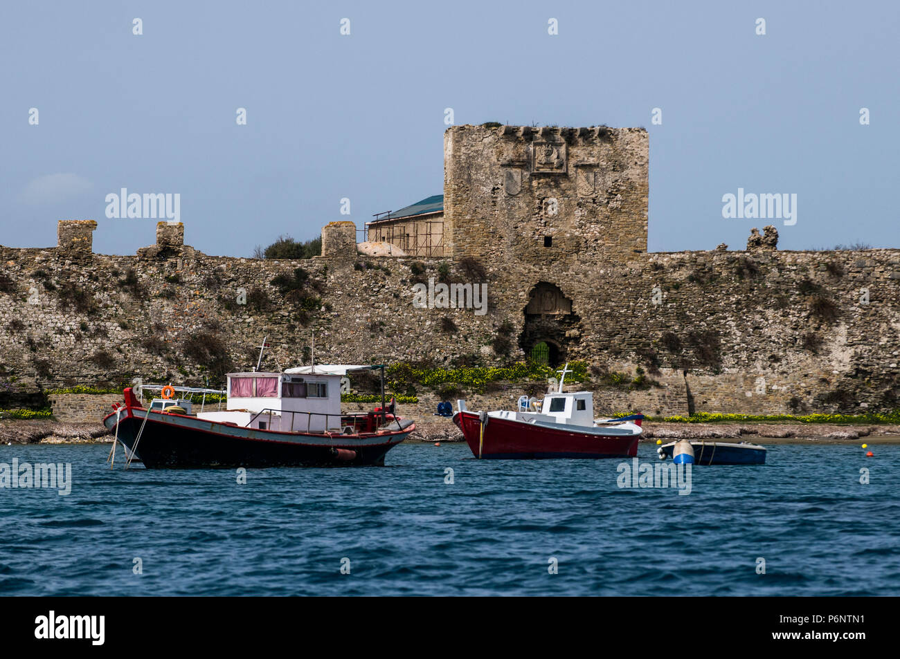 europe, greece, peloponnese, mesinia, methoni, town, castle Stock Photo ...