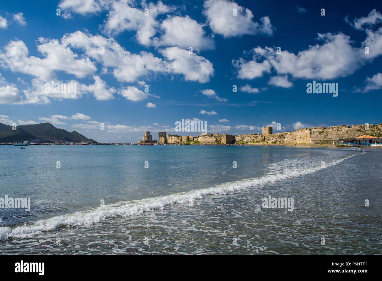 europe, greece, peloponnese, mesinia, methoni, town, castle Stock Photo ...