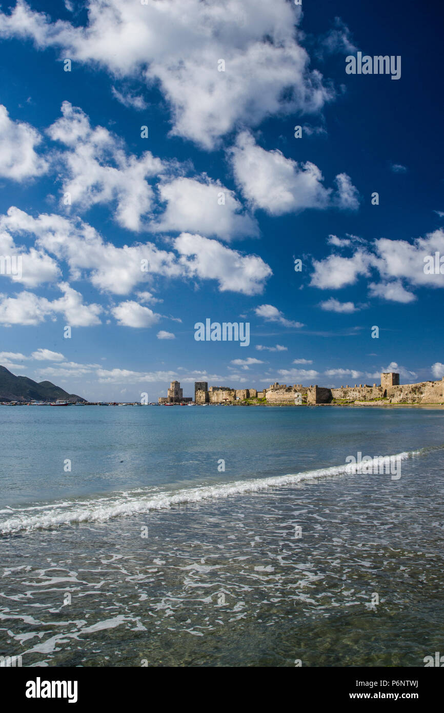 europe, greece, peloponnese, mesinia, methoni, town, castle Stock Photo ...