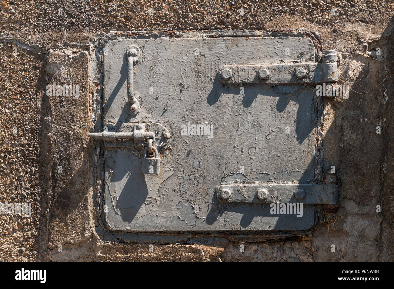 Forgotten the key, heavily painted iron strong box doors used to keep ...