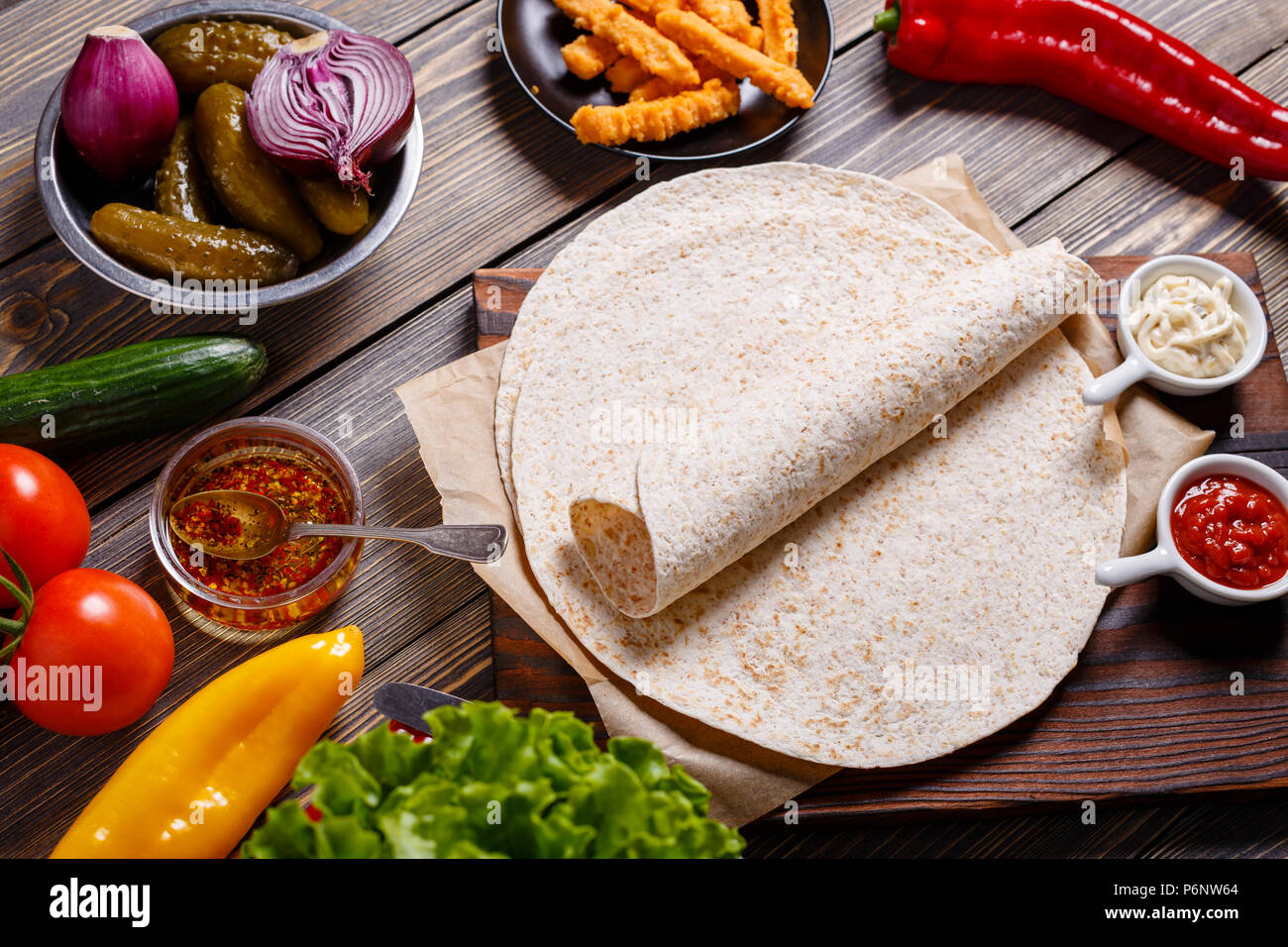 Ingredients for preparing mexican food, tortilla Stock Photo - Alamy
